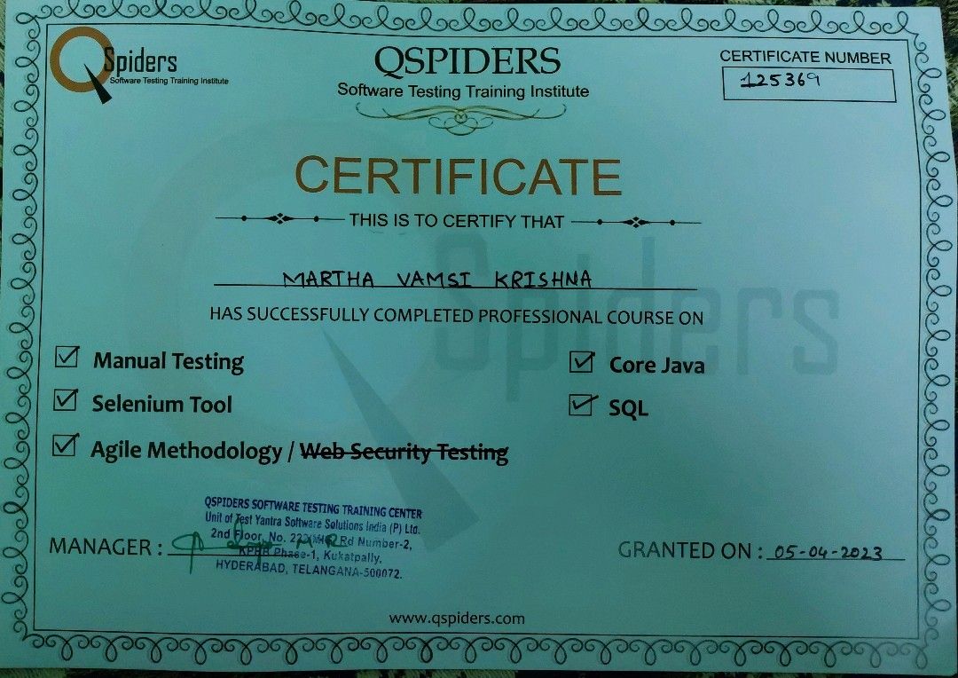 Vamsi krishna Martha on LinkedIn: Software Testing course completion ... Vamsi krishna Martha on LinkedIn: Software Testing course completion ...
