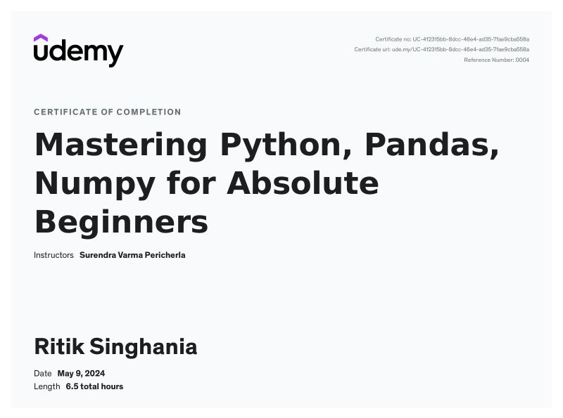 Ritik Singhania on LinkedIn: #python #datascience #numpy #pandas # ... Ritik Singhania on LinkedIn: #python #datascience #numpy #pandas # ...