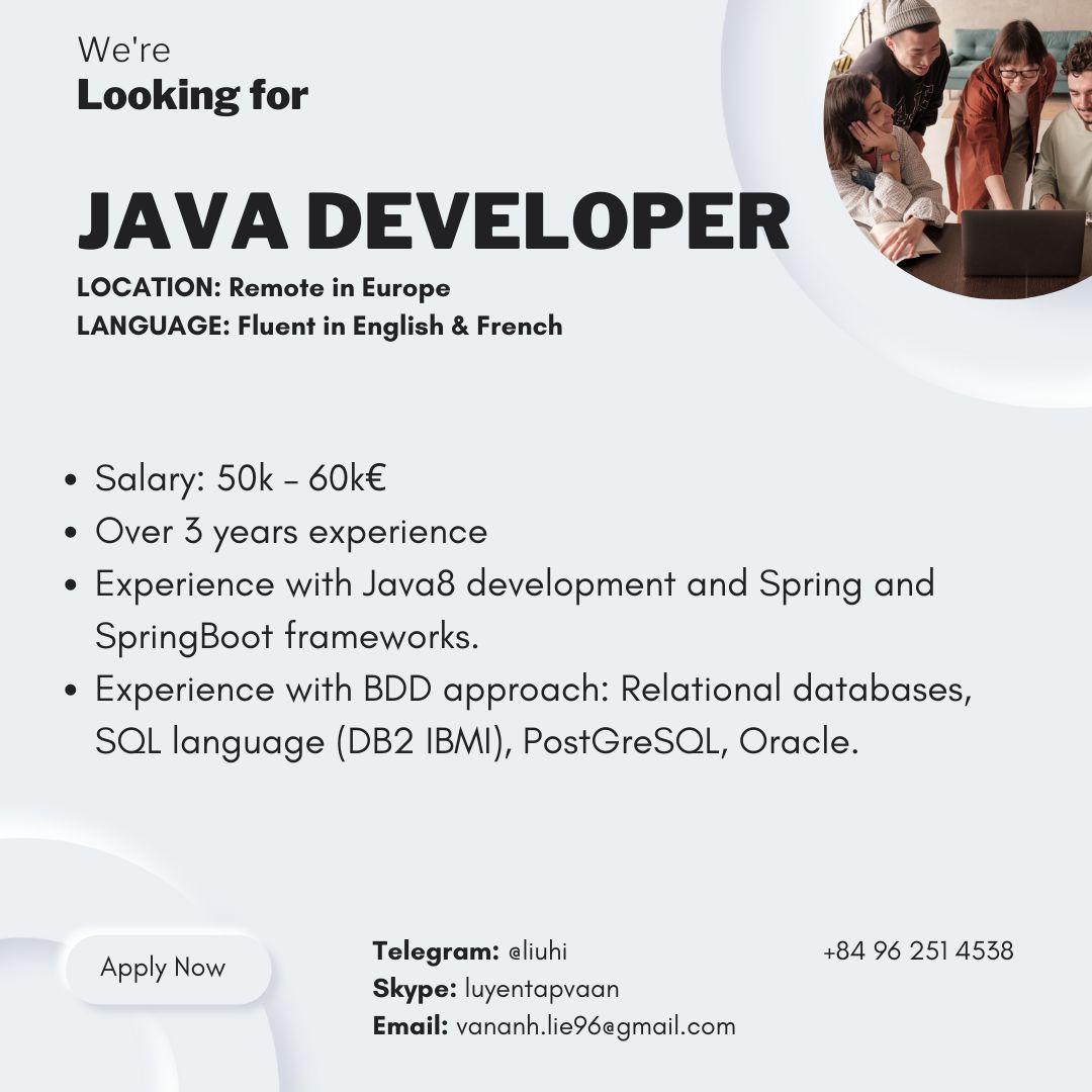 Le Liuhi on LinkedIn: #opportunity #itjob #java #javajob #javadev # ... Le Liuhi on LinkedIn: #opportunity #itjob #java #javajob #javadev # ...