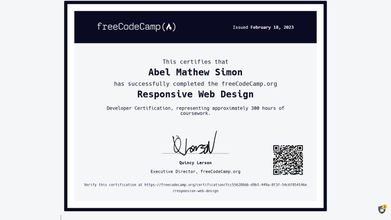 Abel Mathew Simon on LinkedIn: #webdevelopment #freecodecamp #pec #webdev Abel Mathew Simon on LinkedIn: #webdevelopment #freecodecamp #pec #webdev
