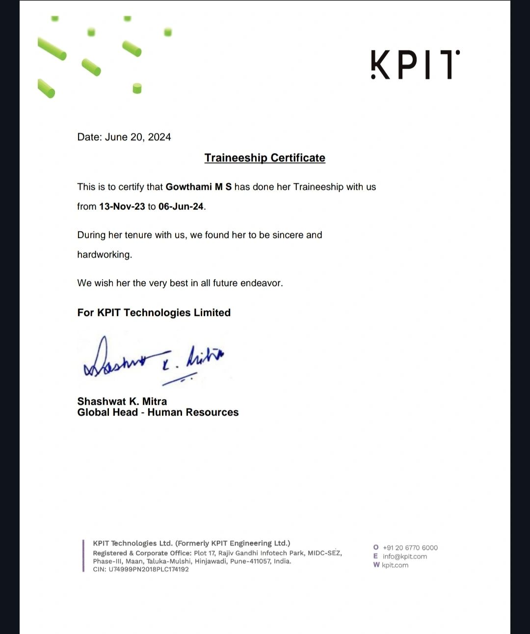 Gowthami M S on LinkedIn: #kpit Gowthami M S on LinkedIn: #kpit