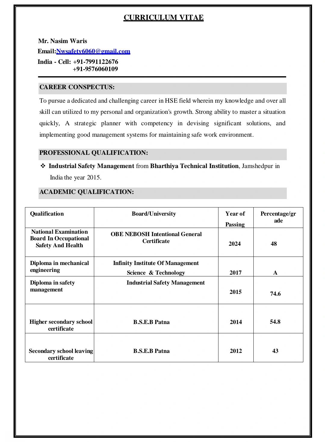 Nasim Waris on LinkedIn: Dear sir I'm looking for a safety officer job ... Nasim Waris on LinkedIn: Dear sir I'm looking for a safety officer job ...