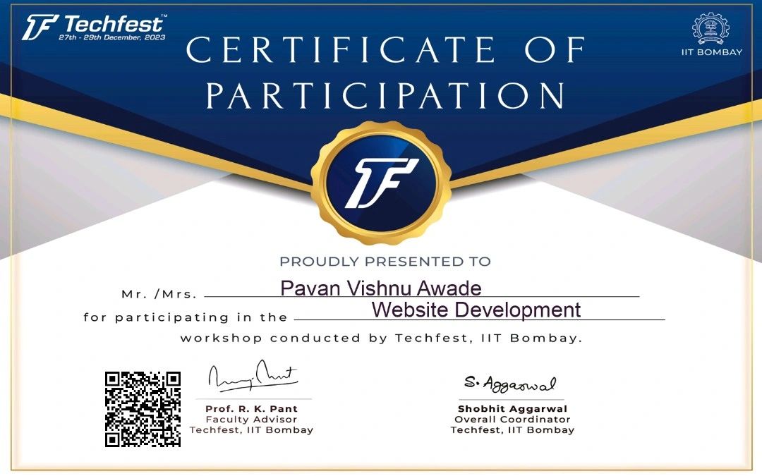 Awade Pavan on LinkedIn: #techfest #webdevelopment #iitbombay Awade Pavan on LinkedIn: #techfest #webdevelopment #iitbombay