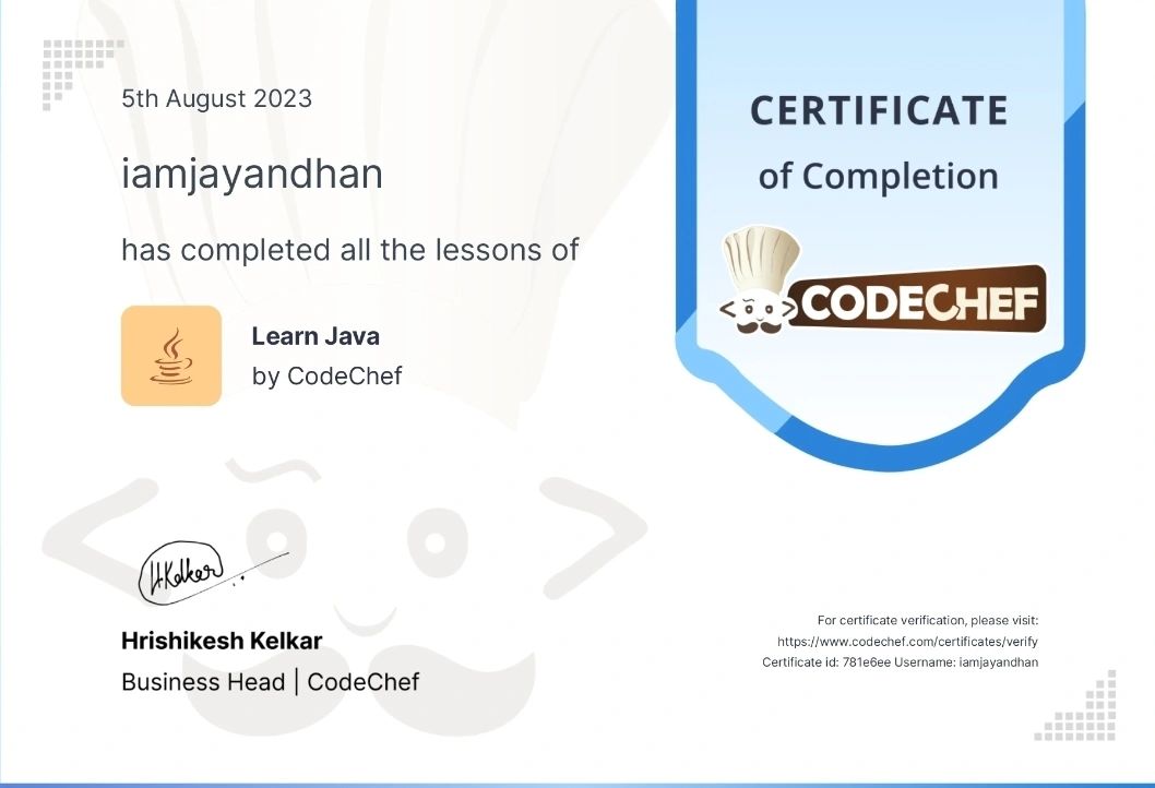 Jayandhan R 🧩 on LinkedIn: #code #codechef #programming #java # ... Jayandhan R 🧩 on LinkedIn: #code #codechef #programming #java # ...