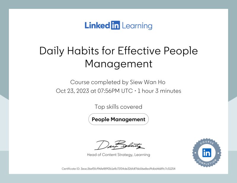 Siew Wan Ho on LinkedIn: Certificate of Completion Siew Wan Ho on LinkedIn: Certificate of Completion