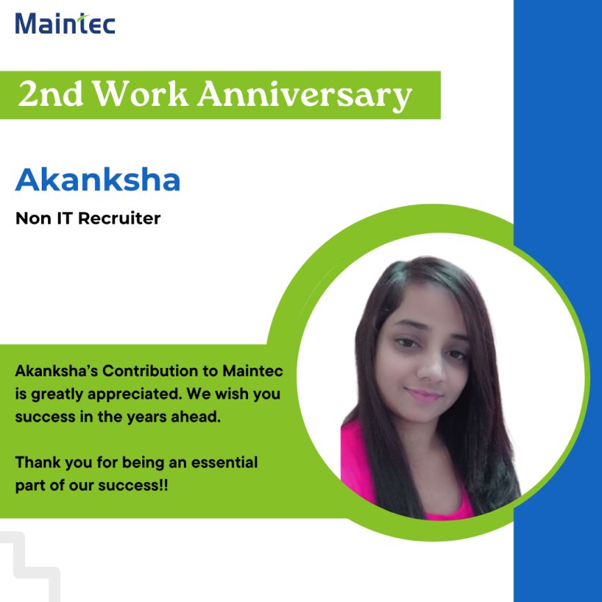 Maintec Technologies - India on LinkedIn: #workanniversary Maintec Technologies - India on LinkedIn: #workanniversary
