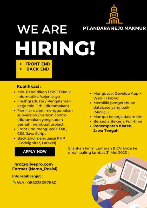 Loker Jogja ID on LinkedIn: Lowongan Kerja Front End - Back End ... Loker Jogja ID on LinkedIn: Lowongan Kerja Front End - Back End ...