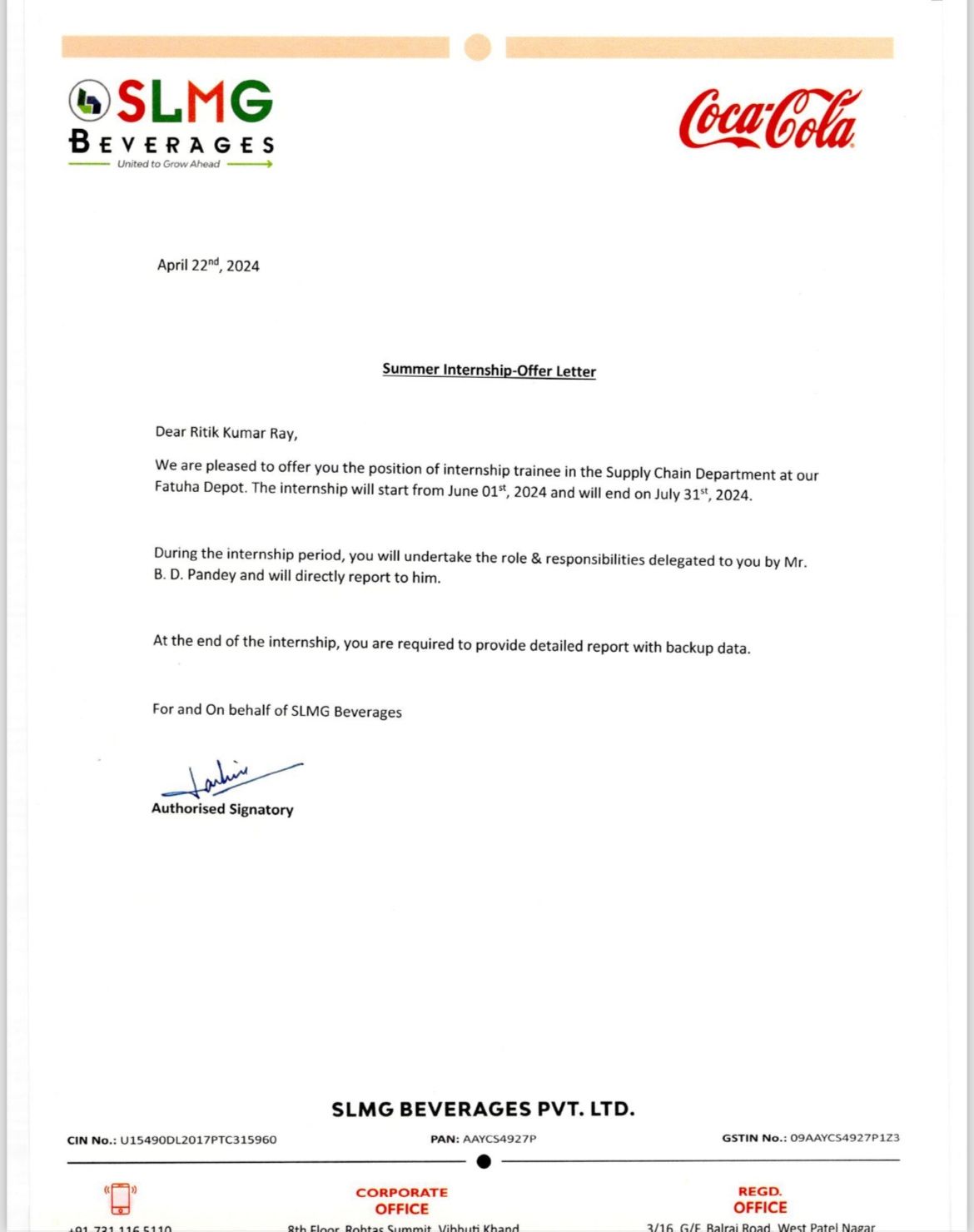 Ritik Kumar Ray on LinkedIn: #internship #slmgbevrages #cocacolafamily ... Ritik Kumar Ray on LinkedIn: #internship #slmgbevrages #cocacolafamily ...