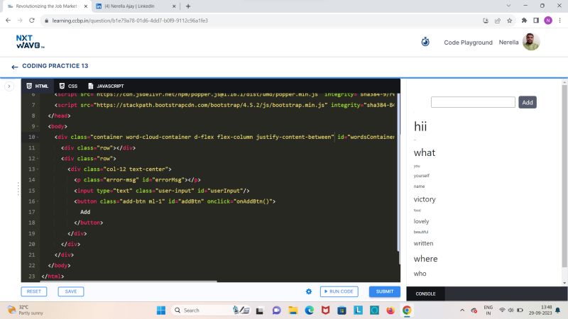 Nerella Ajay on LinkedIn: #javascript #nxtwave #nxtwaveteam # ... Nerella Ajay on LinkedIn: #javascript #nxtwave #nxtwaveteam # ...