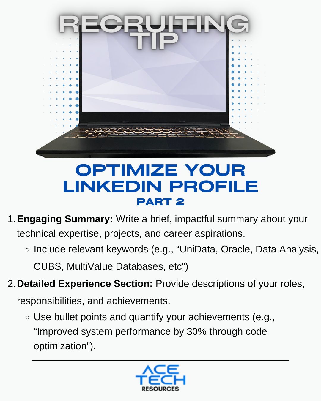 ACE Tech Resources on LinkedIn: Recruiter Tip of the Week: Optimizing ... ACE Tech Resources on LinkedIn: Recruiter Tip of the Week: Optimizing ...