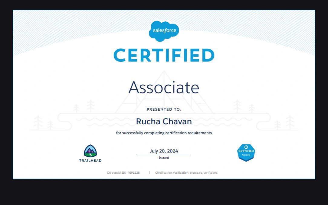 Rucha Chavan on LinkedIn: #salesforce #salesforceassociate # ... Rucha Chavan on LinkedIn: #salesforce #salesforceassociate # ...