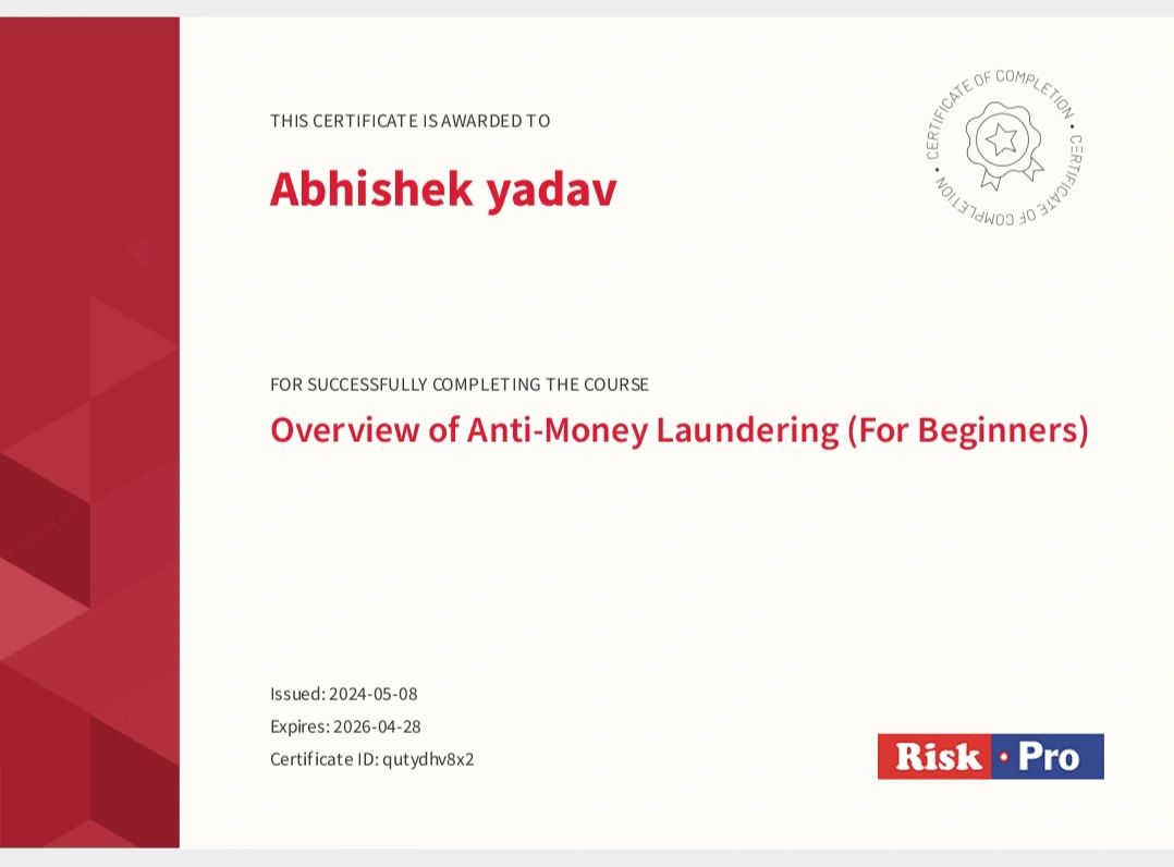 Abhishek Yadav on LinkedIn: thank you#riskpro Riskpro Abhishek Yadav on LinkedIn: thank you#riskpro Riskpro