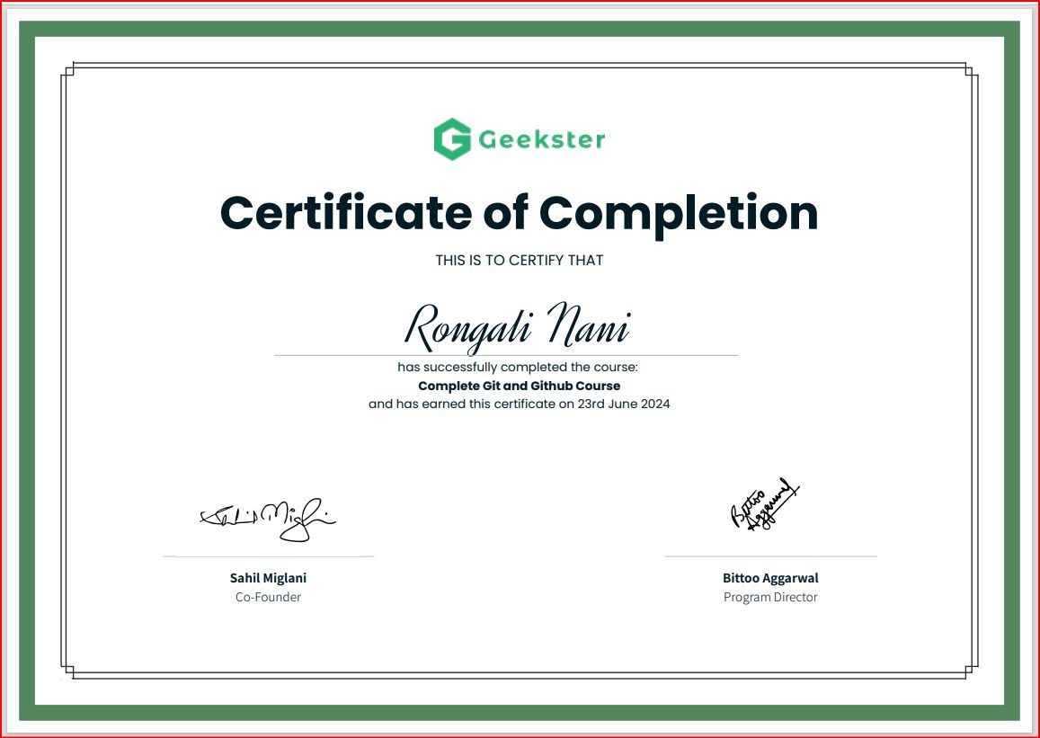 Nani Rongali on LinkedIn: Git and GitHub Course Certification From ... Nani Rongali on LinkedIn: Git and GitHub Course Certification From ...