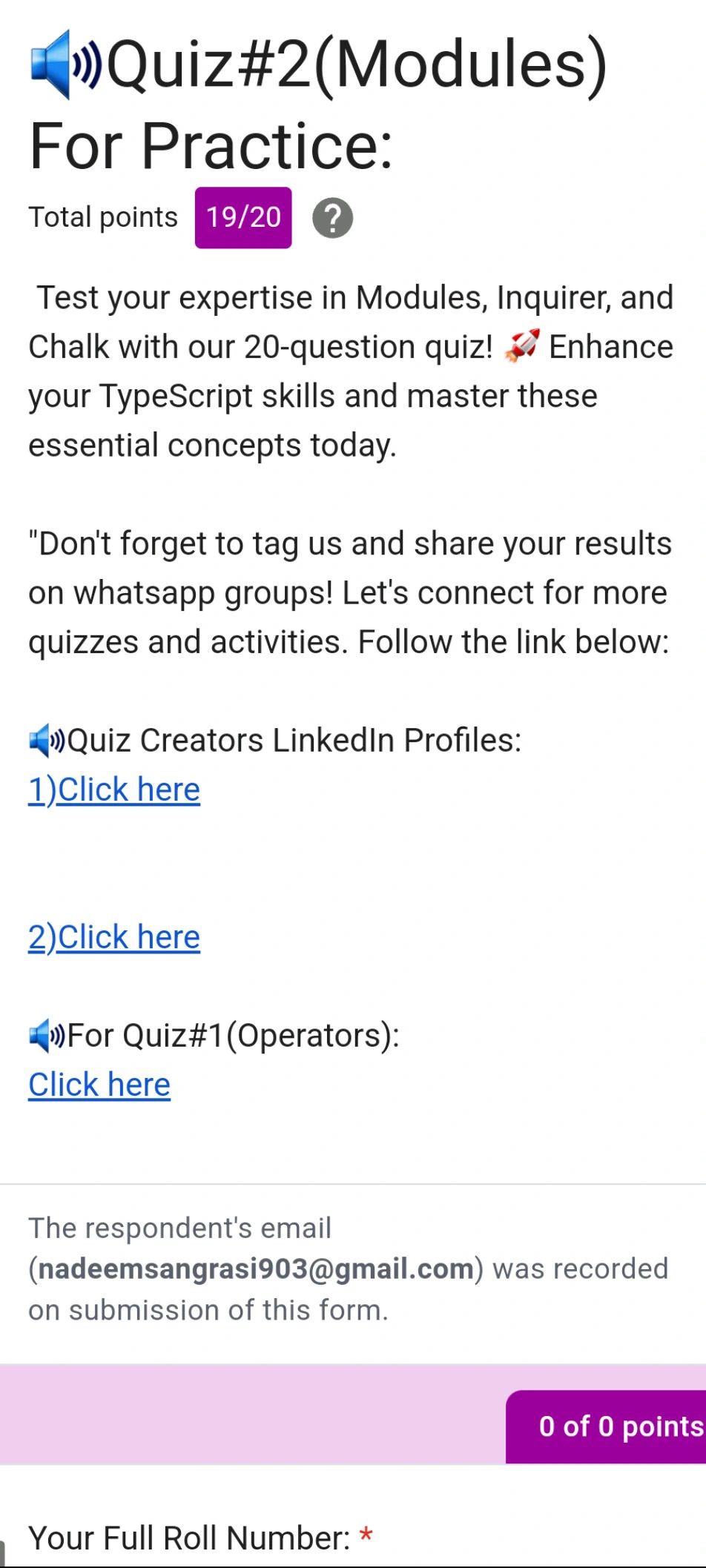Finished TypeScript quiz on modules | Nadeem Khan posted on the topic ... Finished TypeScript quiz on modules | Nadeem Khan posted on the topic ...
