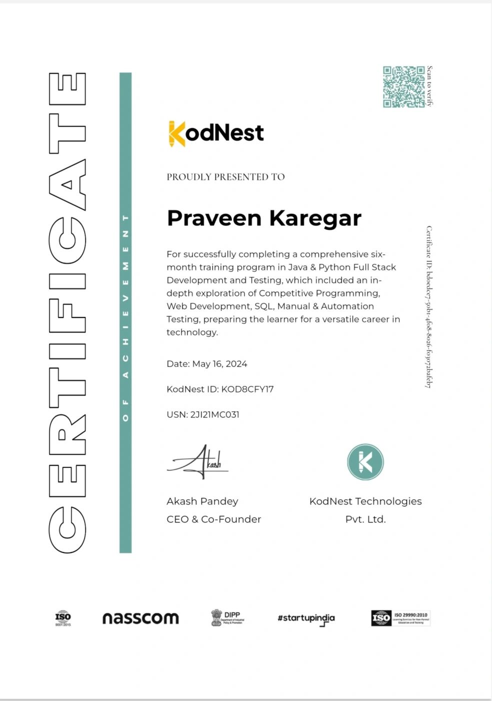 Praveen Karegar on LinkedIn: Completed a 6-month Full Stack Java ... Praveen Karegar on LinkedIn: Completed a 6-month Full Stack Java ...