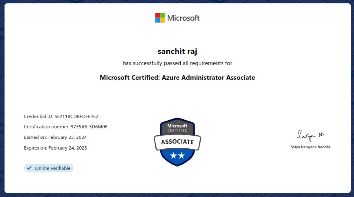 Sanchit Raj on LinkedIn: #learning #azurecloud #microsoft Sanchit Raj on LinkedIn: #learning #azurecloud #microsoft