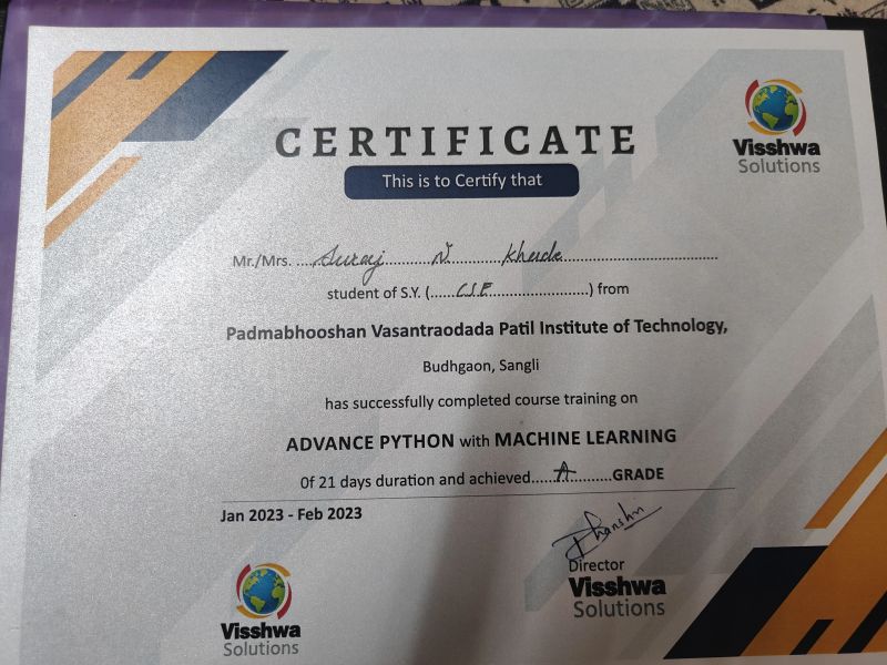 Completed Advance Python with Machine Learning certification by Vishwa ... Completed Advance Python with Machine Learning certification by Vishwa ...