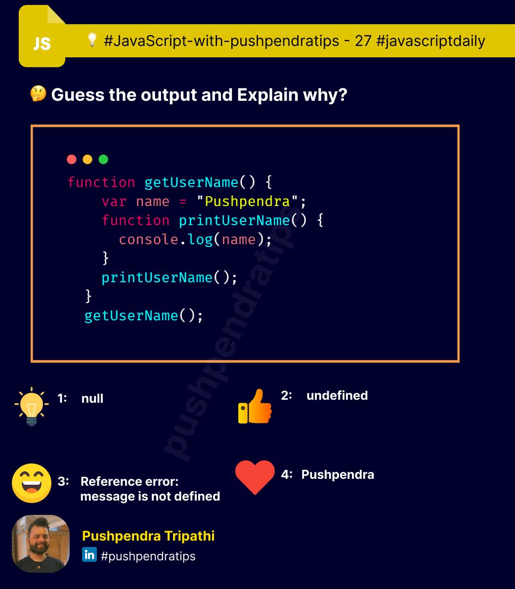 Pushpendra Tripathi on LinkedIn: #javascript #javascriptdaily # ... Pushpendra Tripathi on LinkedIn: #javascript #javascriptdaily # ...