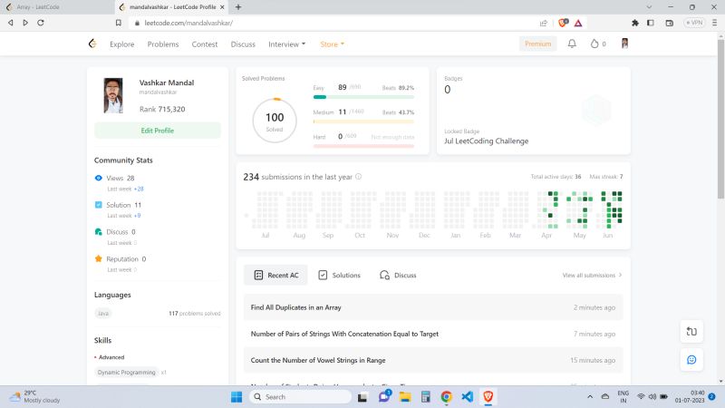 Vashkar Mandal on LinkedIn: #leetcode #codingjourney #techenthusiast Vashkar Mandal on LinkedIn: #leetcode #codingjourney #techenthusiast