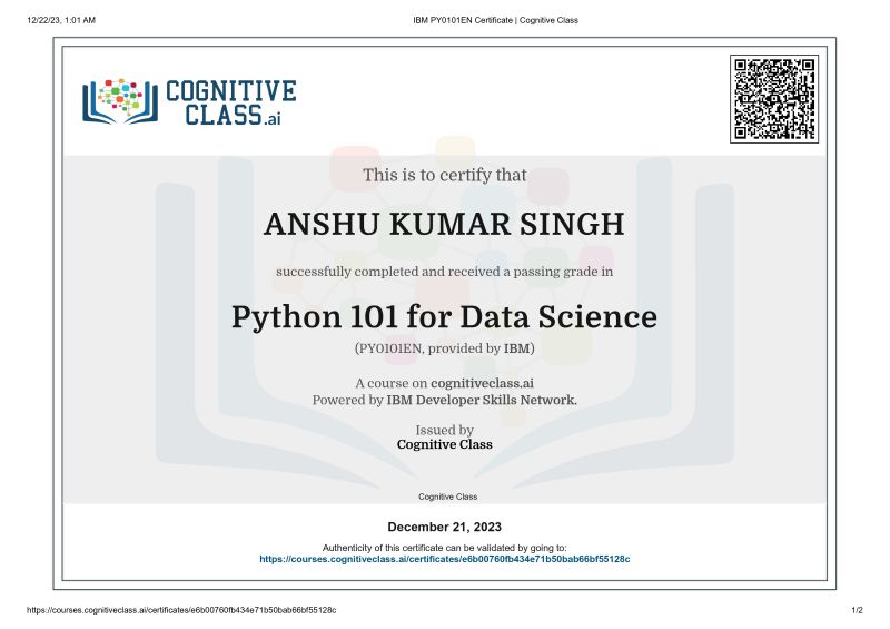 Anshu Kumar singh on LinkedIn: #python #certification #ibm # ... Anshu Kumar singh on LinkedIn: #python #certification #ibm # ...