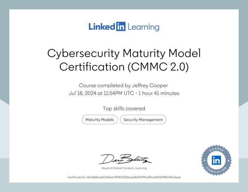 Jeffrey Cooper on LinkedIn: Certificate of Completion Jeffrey Cooper on LinkedIn: Certificate of Completion