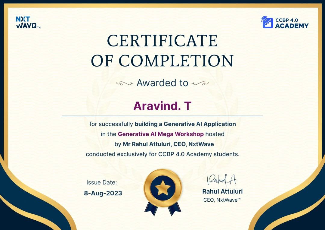 Aravind Thirumoorthi on LinkedIn: #generative #google #gardio #nxtwave ... Aravind Thirumoorthi on LinkedIn: #generative #google #gardio #nxtwave ...