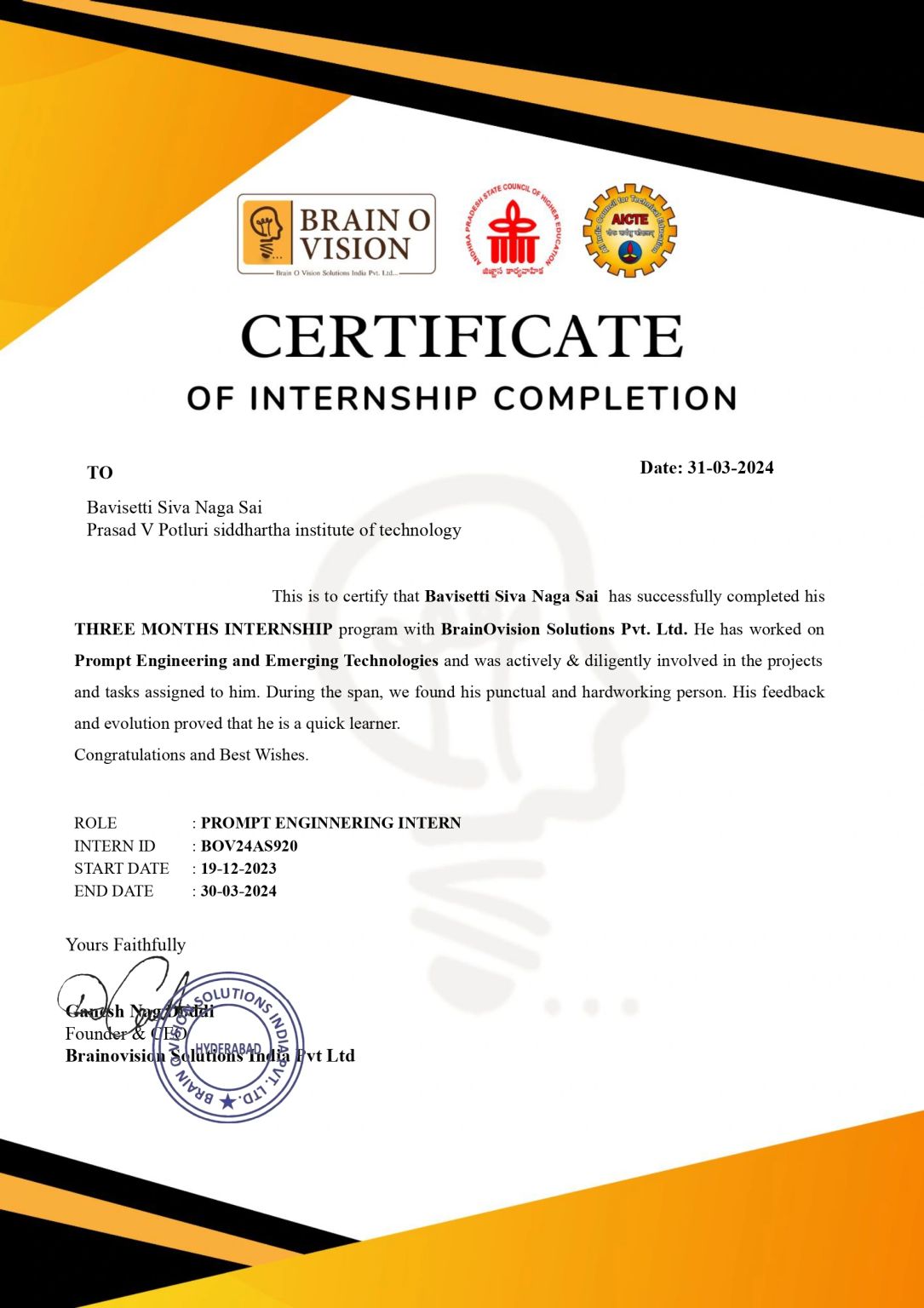 Sai Bavisetti on LinkedIn: #internshipcomplete #promptengineering # ... Sai Bavisetti on LinkedIn: #internshipcomplete #promptengineering # ...
