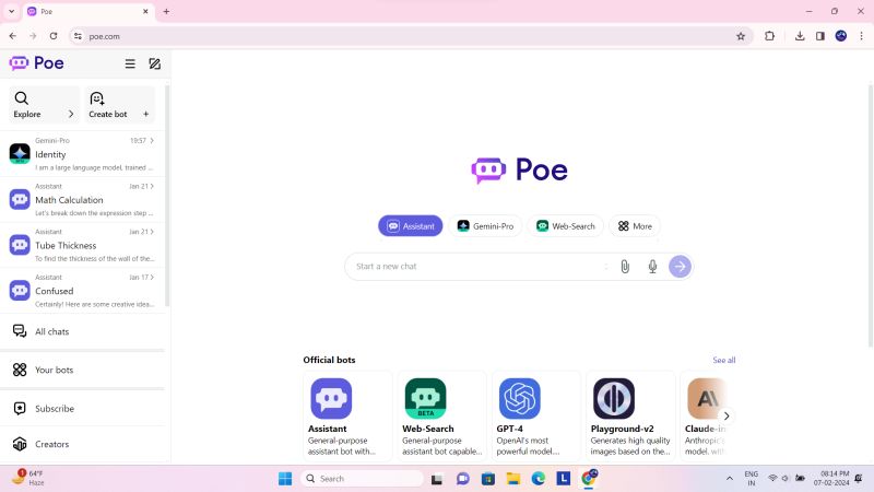 Poe: a nice website to use multiple AI bots in one place. | Saksham Jha ... Poe: a nice website to use multiple AI bots in one place. | Saksham Jha ...
