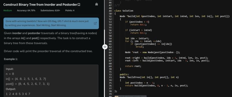 Pratham Israni on LinkedIn: GFG: Construct Binary Tree from Inorder and ... Pratham Israni on LinkedIn: GFG: Construct Binary Tree from Inorder and ...