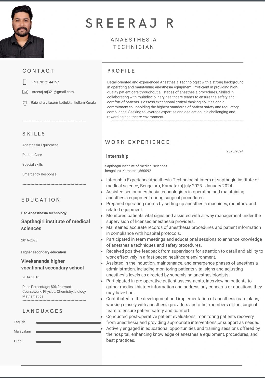SreeRaj R on LinkedIn: anaesthesia technician SreeRaj R on LinkedIn: anaesthesia technician