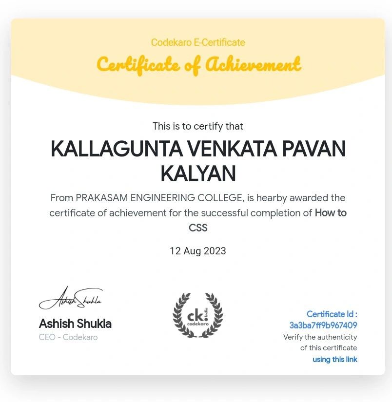 Kpavan Kalyan on LinkedIn: I completed How to CSS in codekaro Kpavan Kalyan on LinkedIn: I completed How to CSS in codekaro