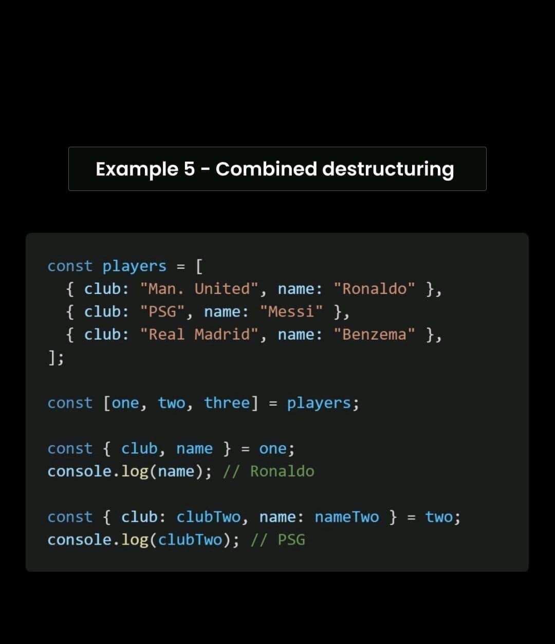Shaikh Mohsin on LinkedIn: #javascript #programming #destructuring Shaikh Mohsin on LinkedIn: #javascript #programming #destructuring