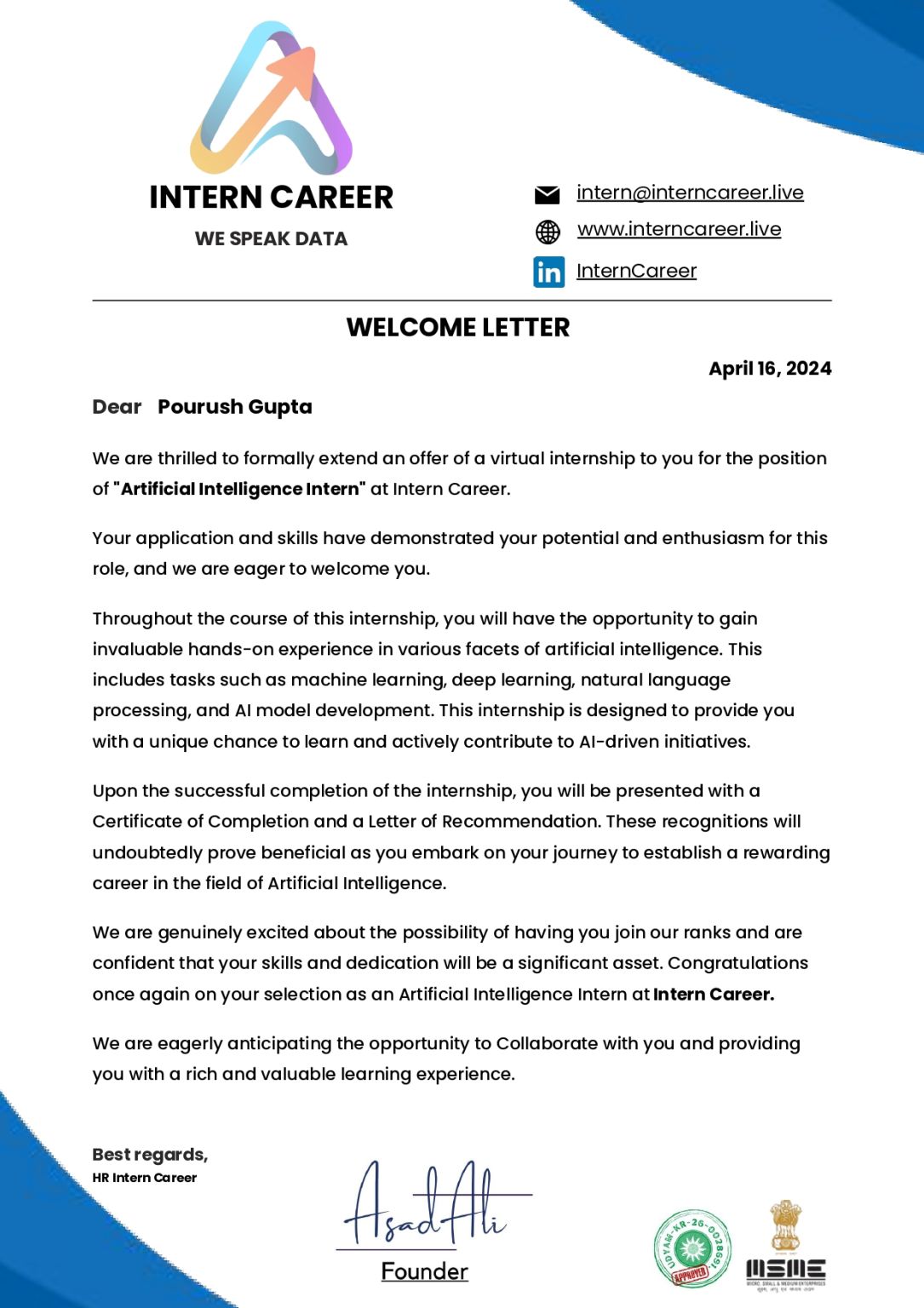 Pourush Gupta on LinkedIn: #ai #internship #aiintern Pourush Gupta on LinkedIn: #ai #internship #aiintern