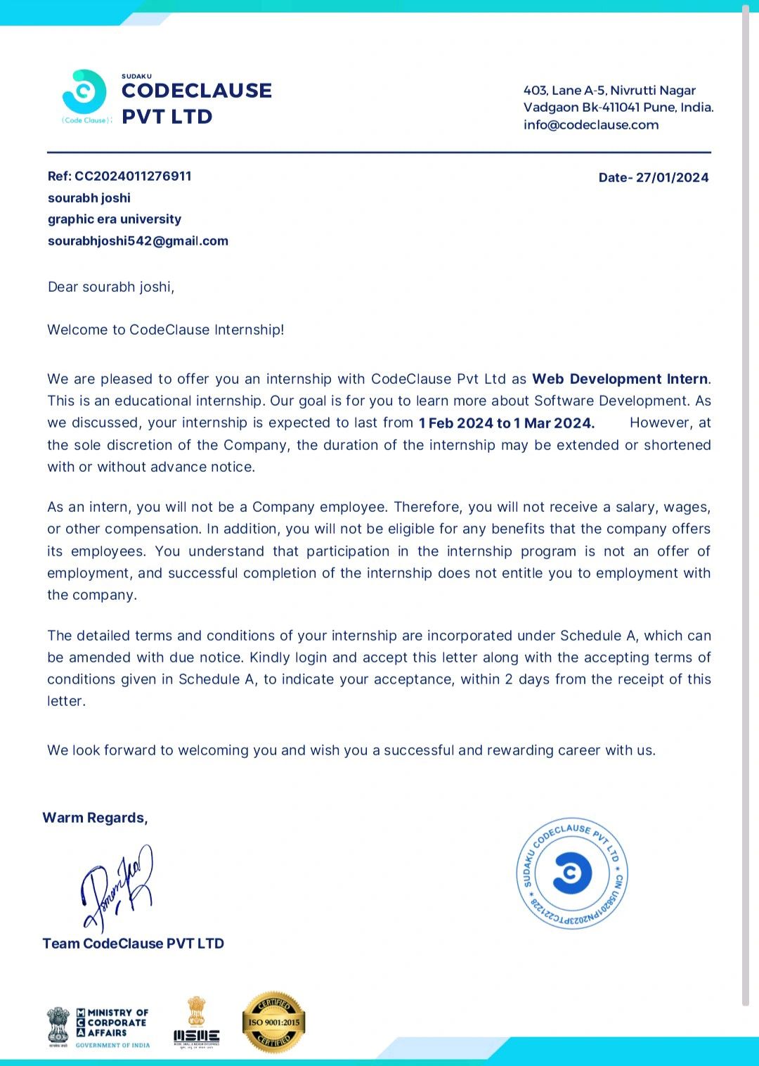 Sourabh Joshi on LinkedIn: #intern2024 #codeclause # ... Sourabh Joshi on LinkedIn: #intern2024 #codeclause # ...