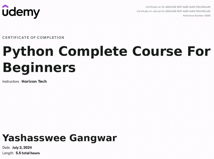 Yashasswee Gangwar on LinkedIn: #pythoncertified #programming # ... Yashasswee Gangwar on LinkedIn: #pythoncertified #programming # ...