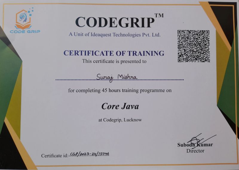 Suraj Mishra on LinkedIn: #java #programming #certification # ... Suraj Mishra on LinkedIn: #java #programming #certification # ...