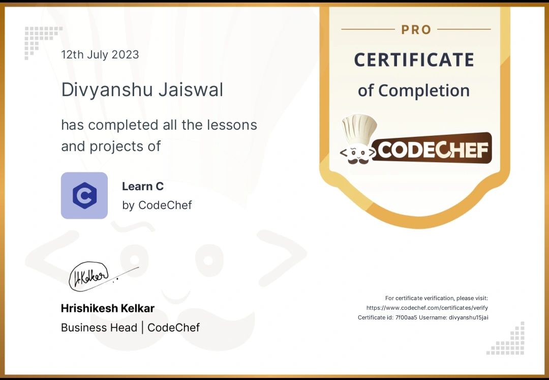 Divyanshu Jaiswal on LinkedIn: #certification #c #codechef Divyanshu Jaiswal on LinkedIn: #certification #c #codechef