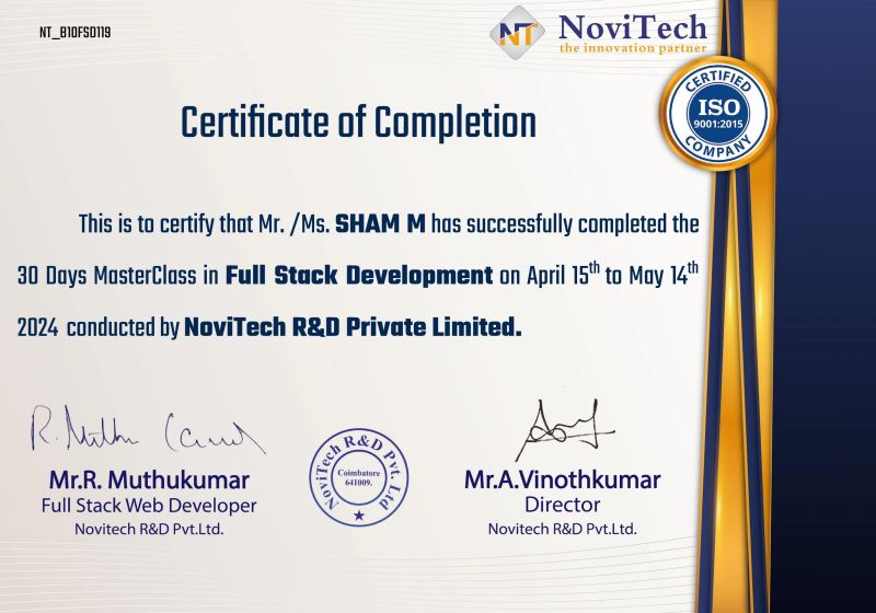 Sham M on LinkedIn: #fullstackdevelopment #continuouslearning # ... Sham M on LinkedIn: #fullstackdevelopment #continuouslearning # ...