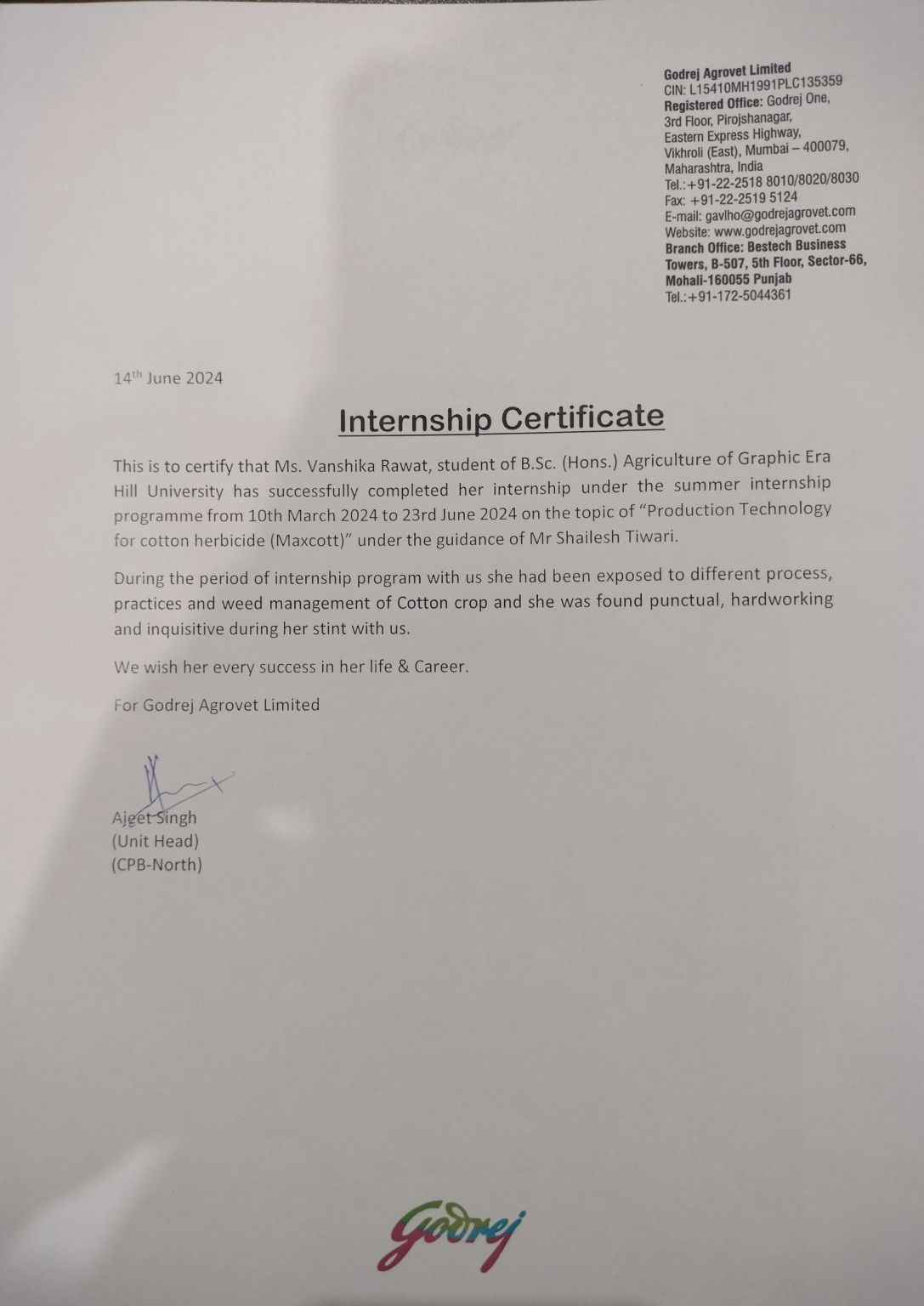 Vanshika Rawat on LinkedIn: #summerinternship #godrej #maxxcott Vanshika Rawat on LinkedIn: #summerinternship #godrej #maxxcott