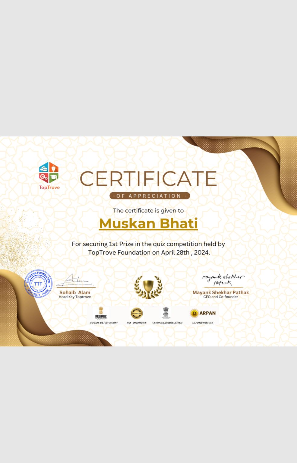 Muskan Bhati on LinkedIn: I am very happy to announce my certificate ... Muskan Bhati on LinkedIn: I am very happy to announce my certificate ...