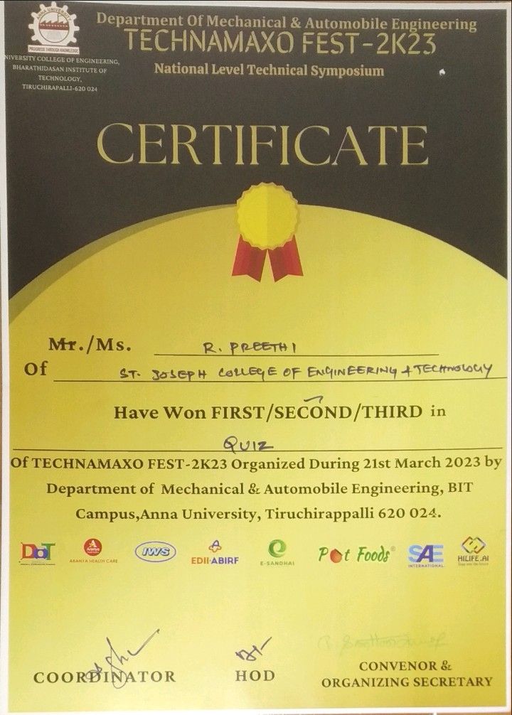 Preethi Ravi on LinkedIn: #annauniversity #tiruchirapalli #quizcompetition Preethi Ravi on LinkedIn: #annauniversity #tiruchirapalli #quizcompetition