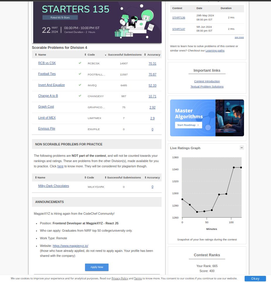 Aditi Tiwari on LinkedIn: #codechef #consistency #hardwork #dsa # ... Aditi Tiwari on LinkedIn: #codechef #consistency #hardwork #dsa # ...
