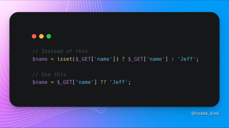 Ammar Abutalip on LinkedIn: PHP Tip 💡 In PHP 7+ there is an elegant way ... Ammar Abutalip on LinkedIn: PHP Tip 💡 In PHP 7+ there is an elegant way ...