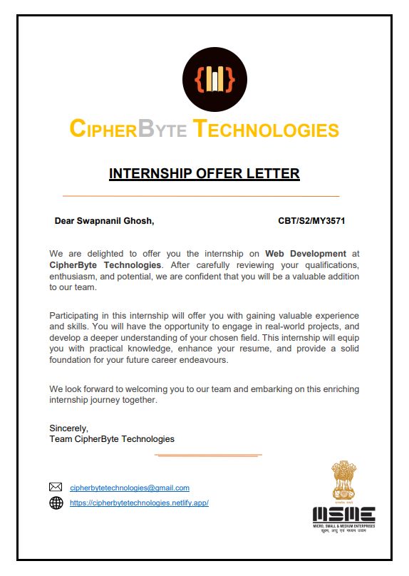 Swapnanil Ghosh on LinkedIn: #internship #grateful #thankyou # ... Swapnanil Ghosh on LinkedIn: #internship #grateful #thankyou # ...