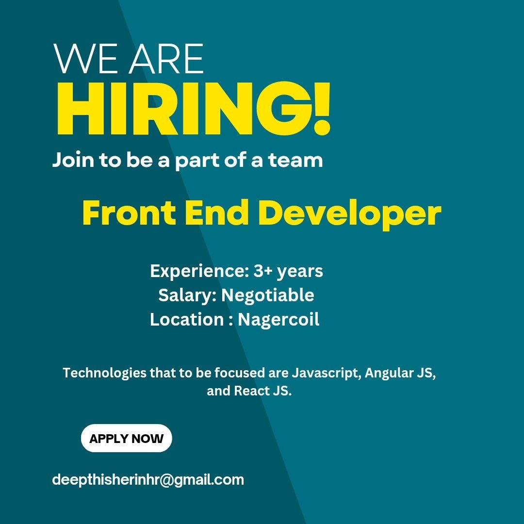 Sherin Deepthi on LinkedIn: #hiring #frontenddeveloper #javascript # ... Sherin Deepthi on LinkedIn: #hiring #frontenddeveloper #javascript # ...