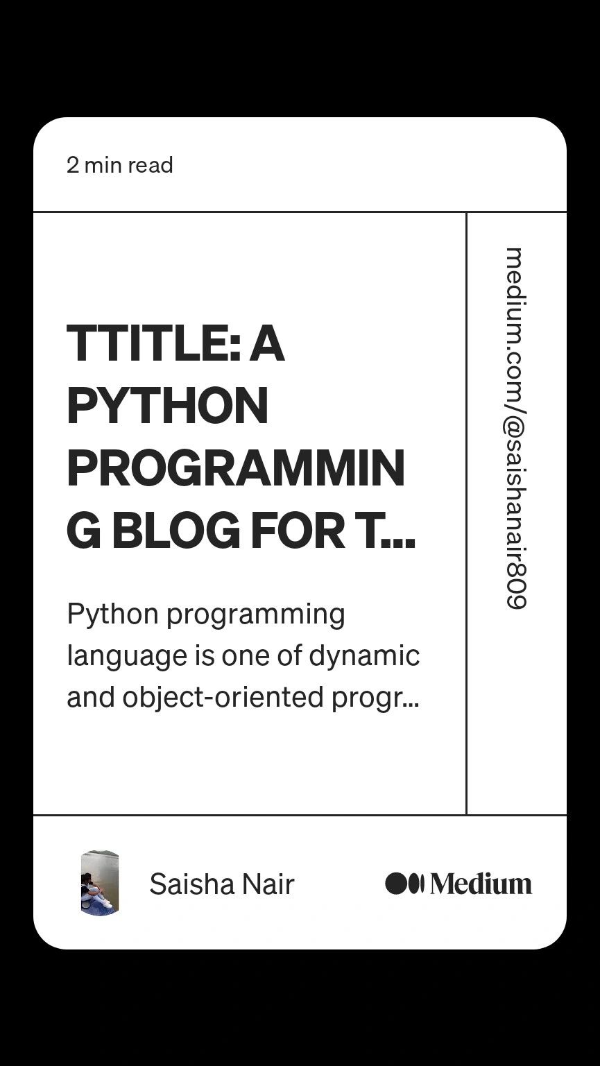 Saisha Nair on LinkedIn: PYTHON BLOG!! ° ° ° So, What is Python ... Saisha Nair on LinkedIn: PYTHON BLOG!! ° ° ° So, What is Python ...
