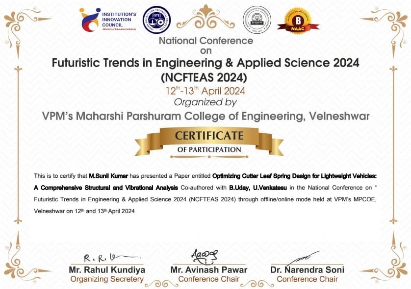 BUGUDE UDAY on LinkedIn: #ncfteas2024 #engineeringconference #research ... BUGUDE UDAY on LinkedIn: #ncfteas2024 #engineeringconference #research ...
