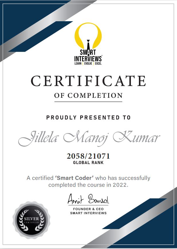 Jillela Manoj Kumar on LinkedIn: #connections #dsa #thankyou #learing # ... Jillela Manoj Kumar on LinkedIn: #connections #dsa #thankyou #learing # ...