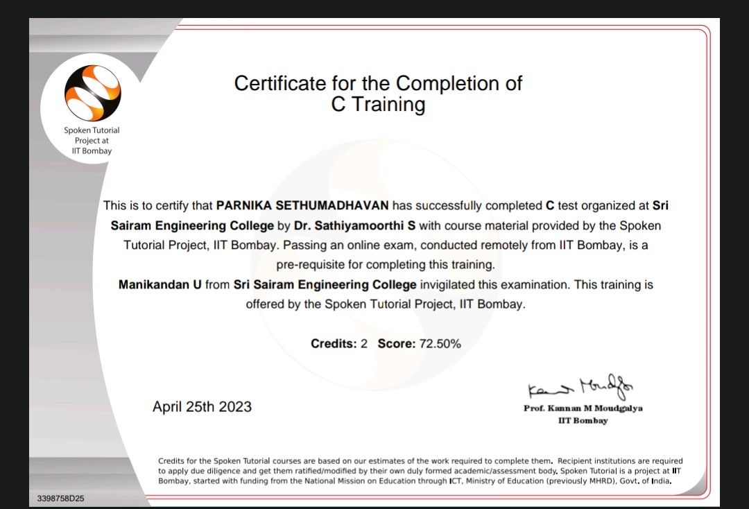 Parnika Sethumadhavan on LinkedIn: I had completed C programming and ... Parnika Sethumadhavan on LinkedIn: I had completed C programming and ...