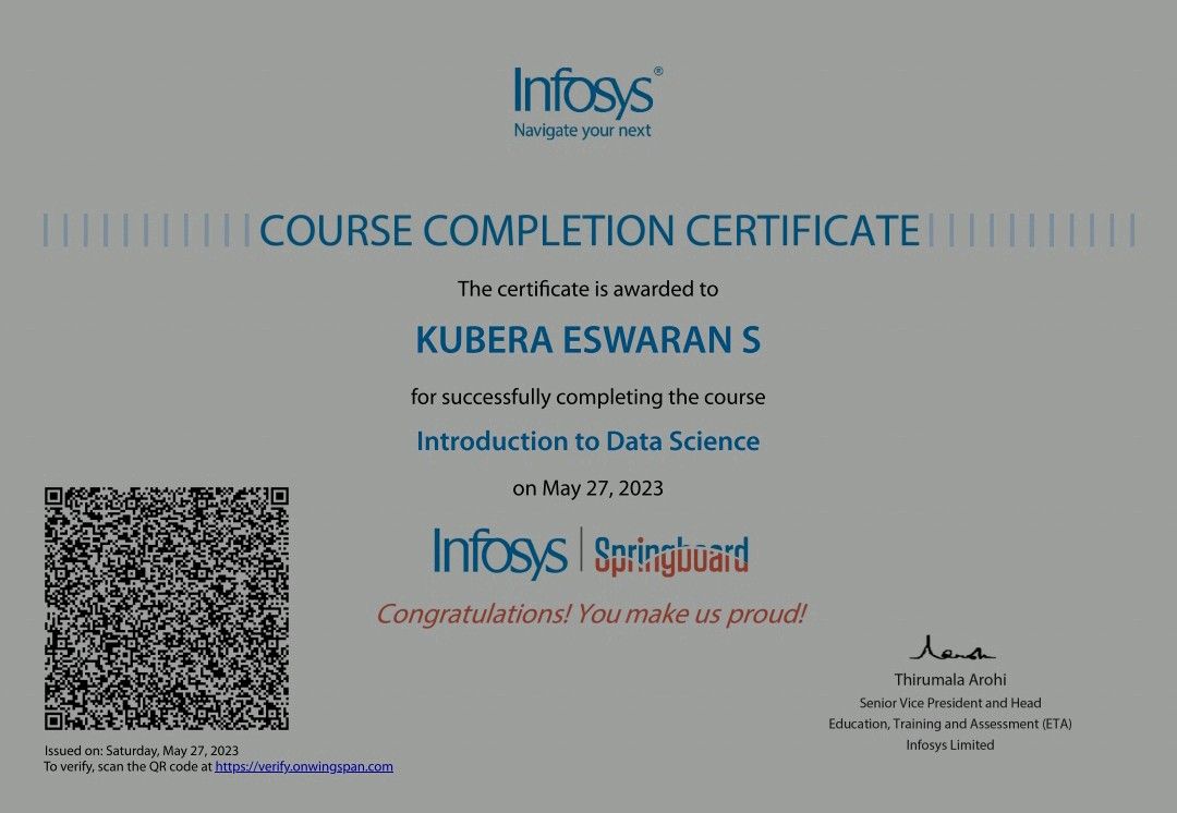 Kubera Eswaran S on LinkedIn: I am happy to share that I Completed the ... Kubera Eswaran S on LinkedIn: I am happy to share that I Completed the ...